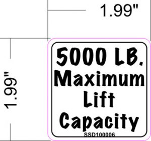 5000 lb. Max Lift Capacity Decal - Shed Hauler Outfitters, LLC